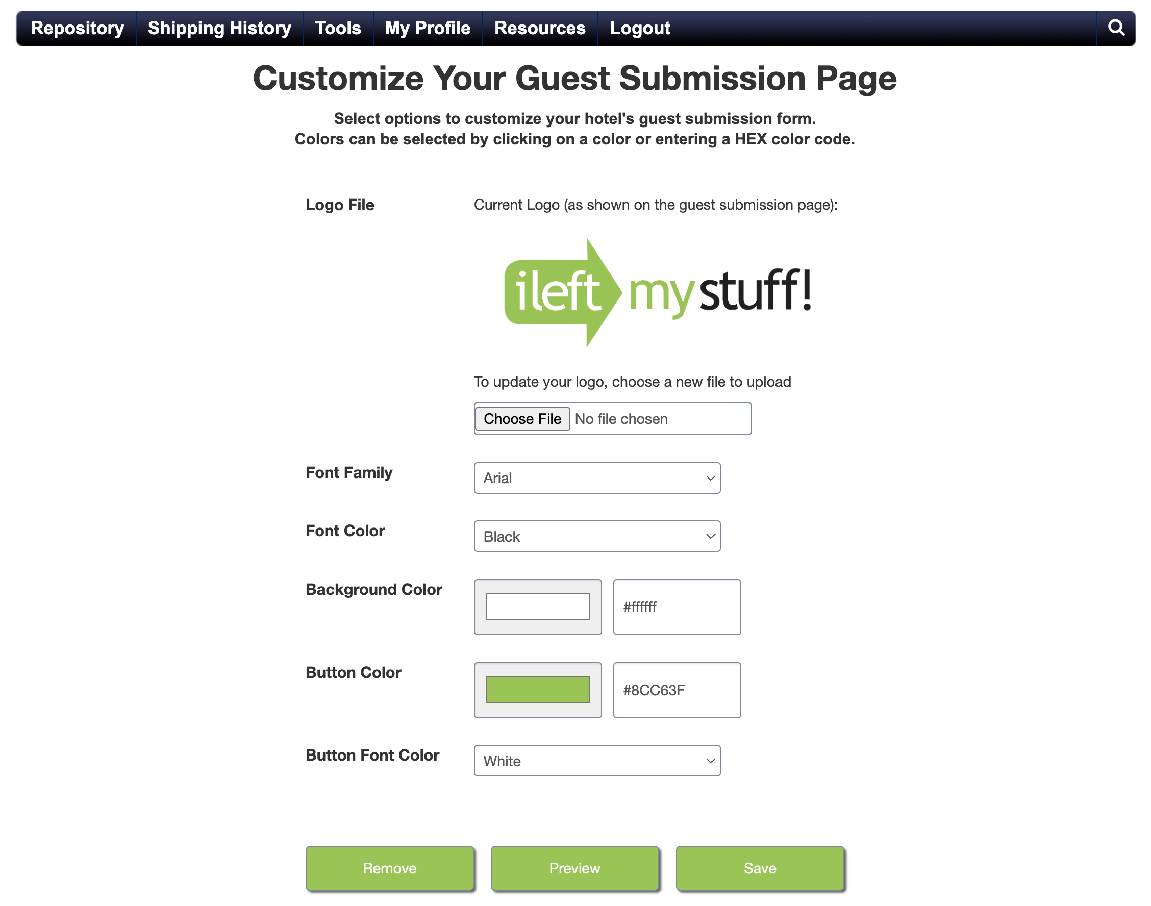 Reassure guests with a lost item submission form that reflects your brand